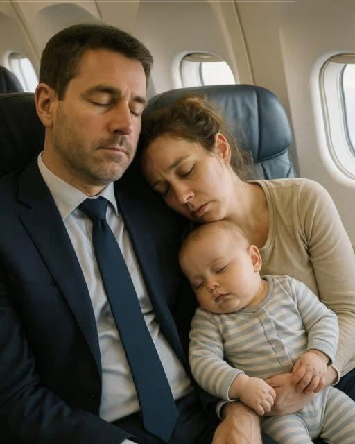 Weary Mother and Infant Doze Off on Unknown Passenger’s Shoulder During ...